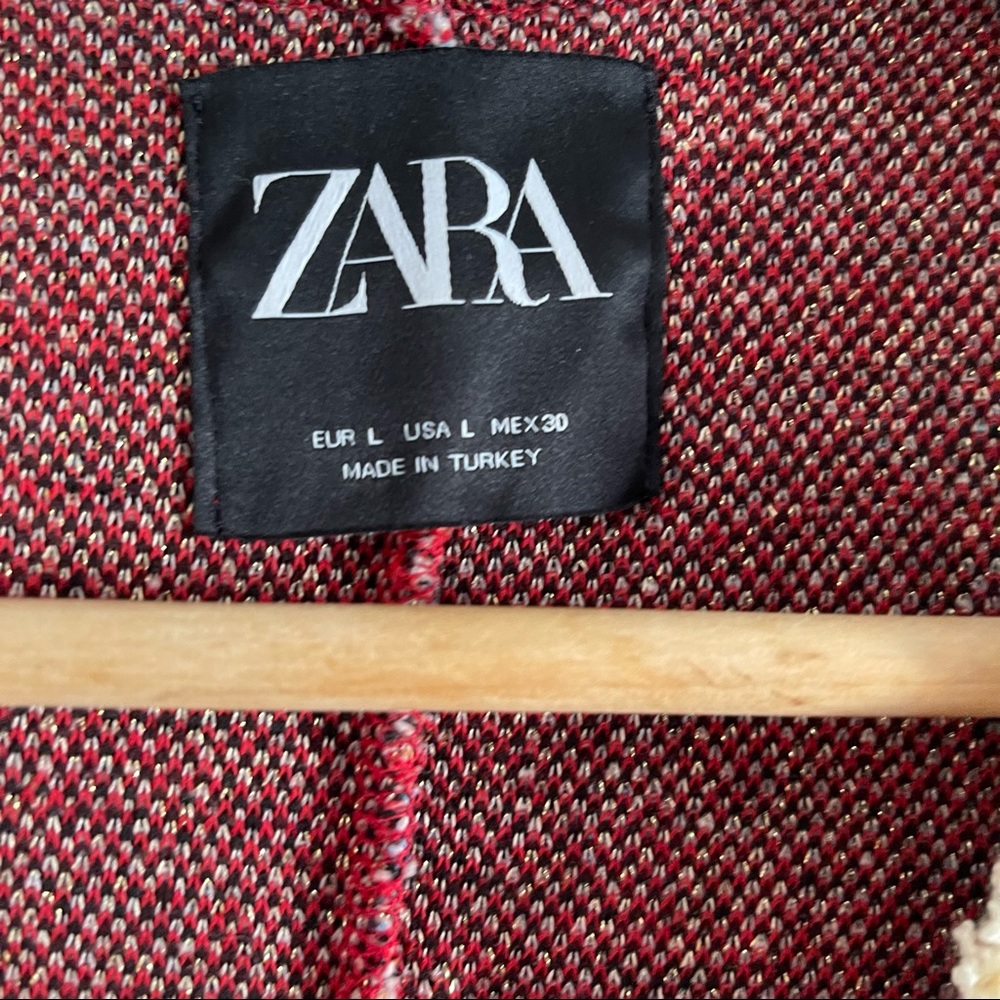 Zara Pearl Tweed Dress Red Blue Cream - Gem